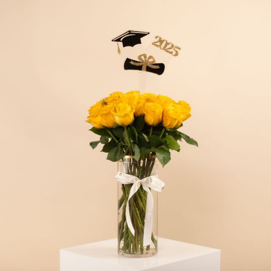 SAVANNA Boutique. Graduation Vase | Yellow Roses